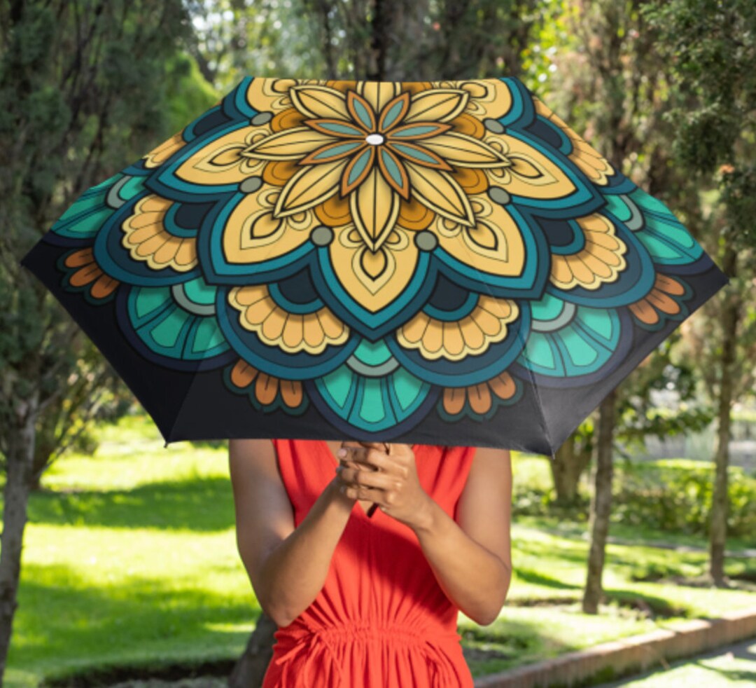 Mandala Art Design Umbrella, Automatic, Elegant Compact Fashion ...
