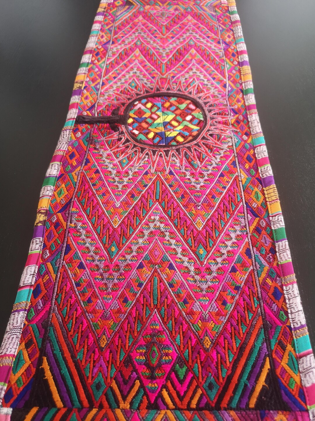 Original Guatemalan Silk Sewing Thread Long Table Runner,multicolor ...