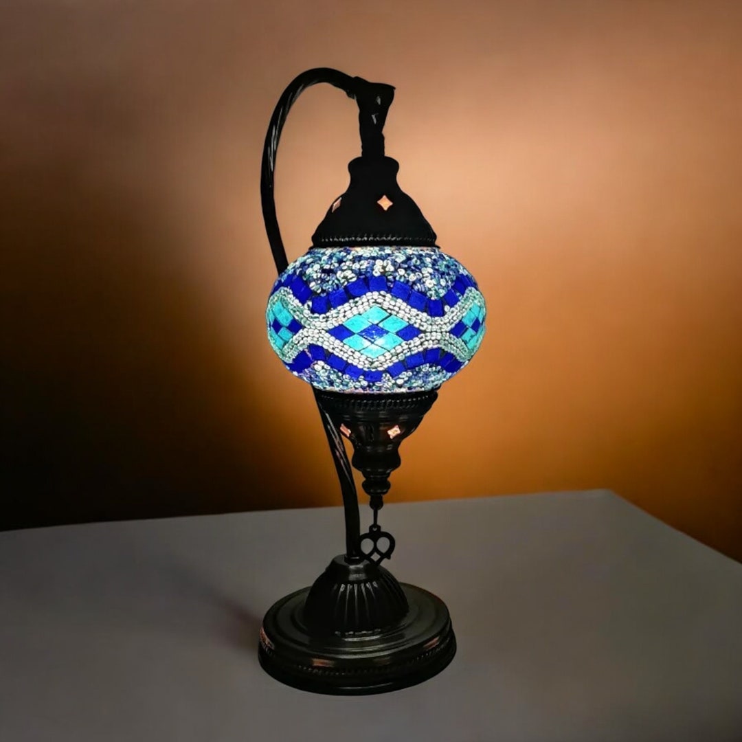 Turkish Table Lamp, Mosaic Big Globe Desk Lamp,, Moroccan Bedside ...