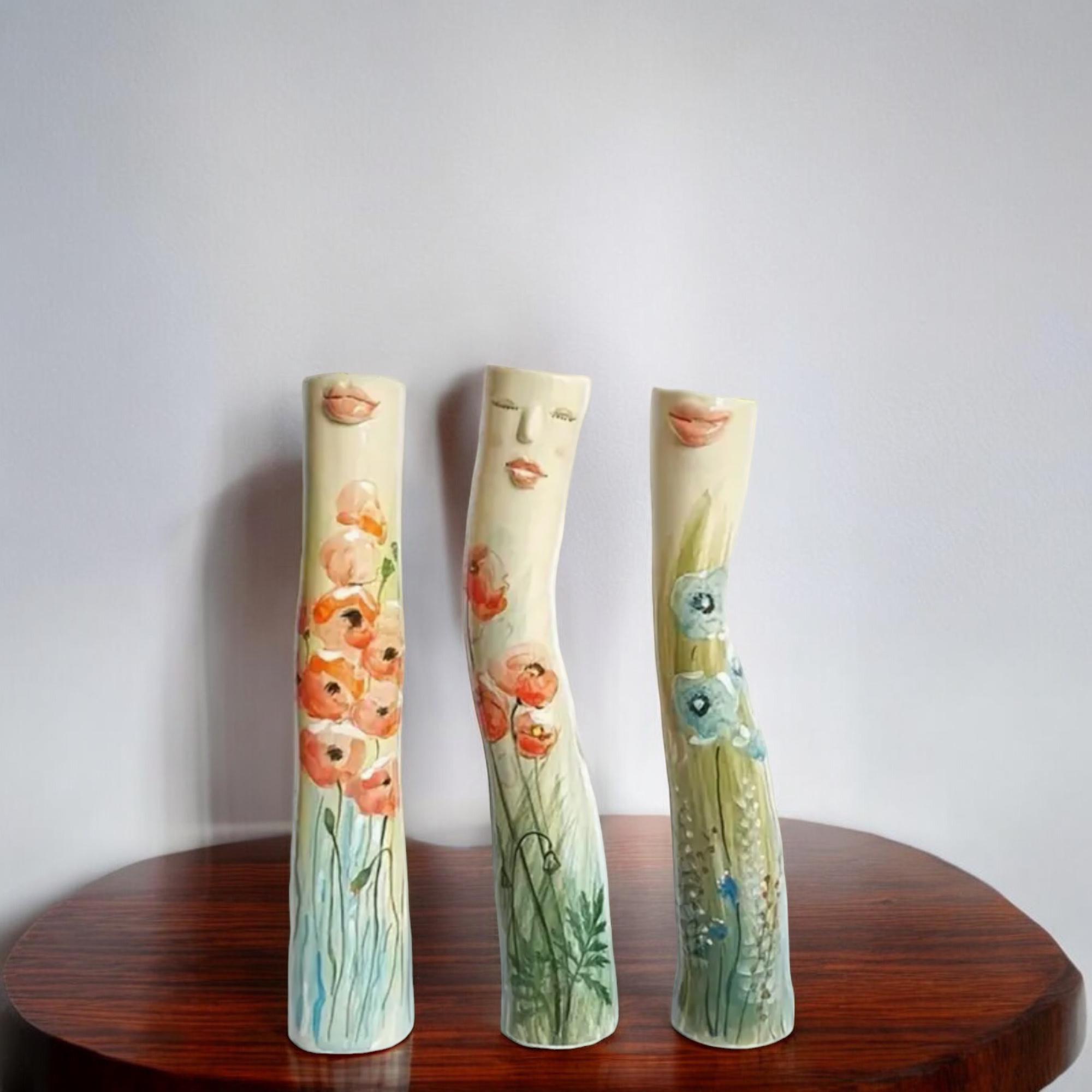 Creative Face Bud Vases, Family Painting Small Vases for Flowers Human ...