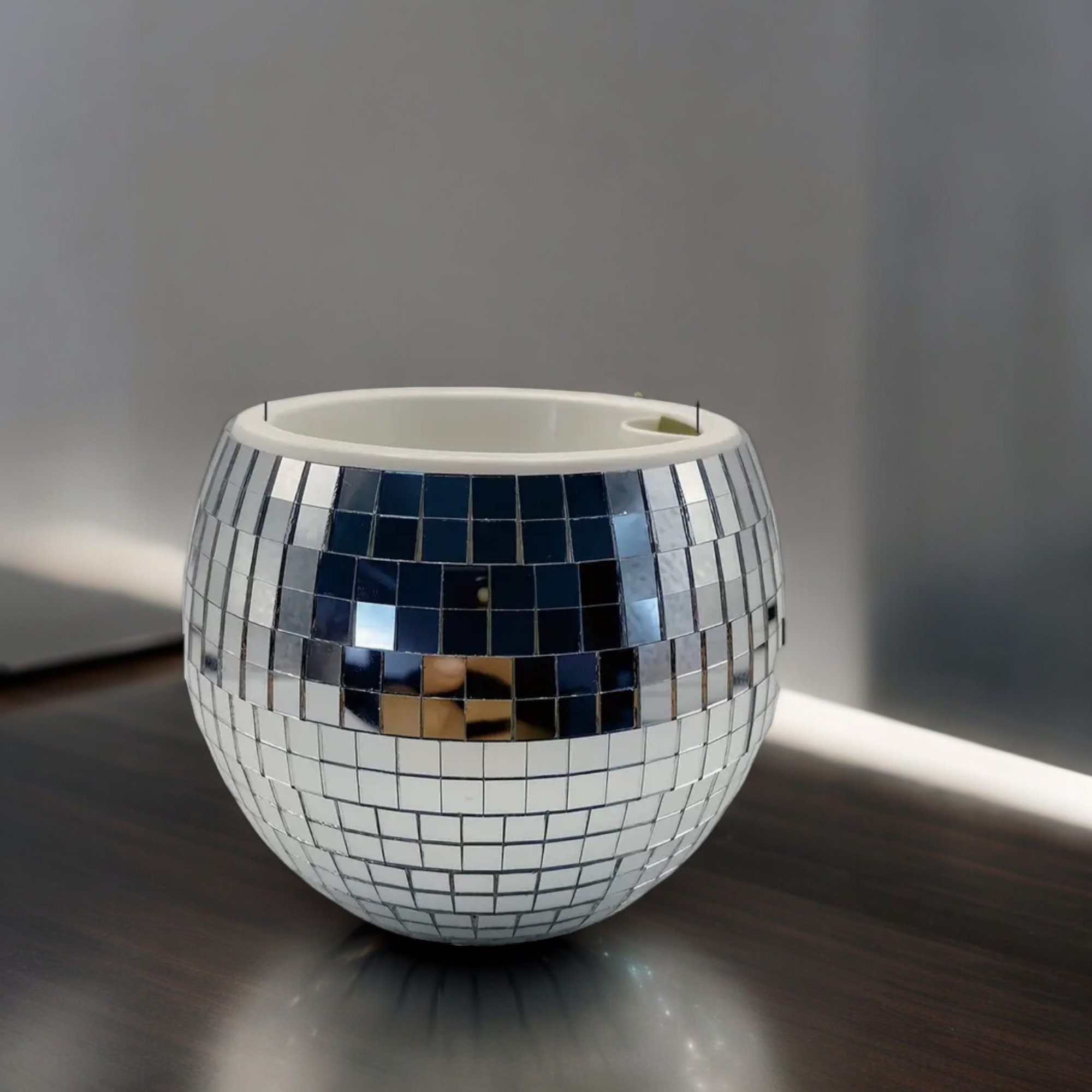 1pc,fashionable Disco Ball Flowerpot,reflective Decoration Mirror Disco ...