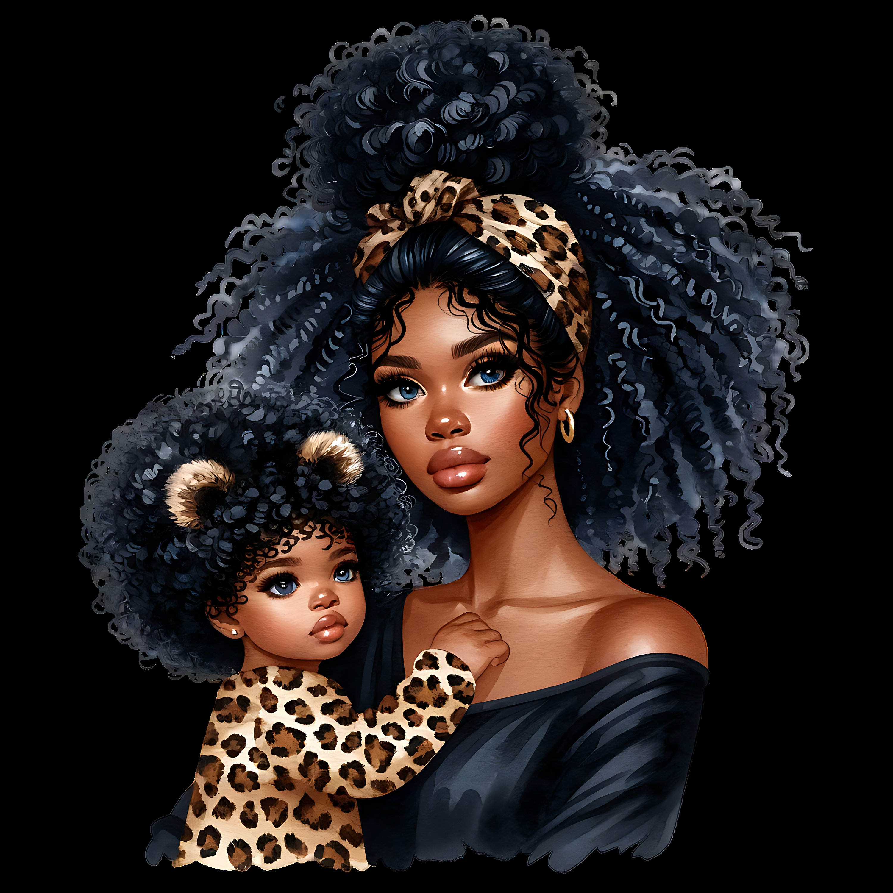 Black Mom and Her Child Clipart, , Mom and Her Child Clipart, Mother ...