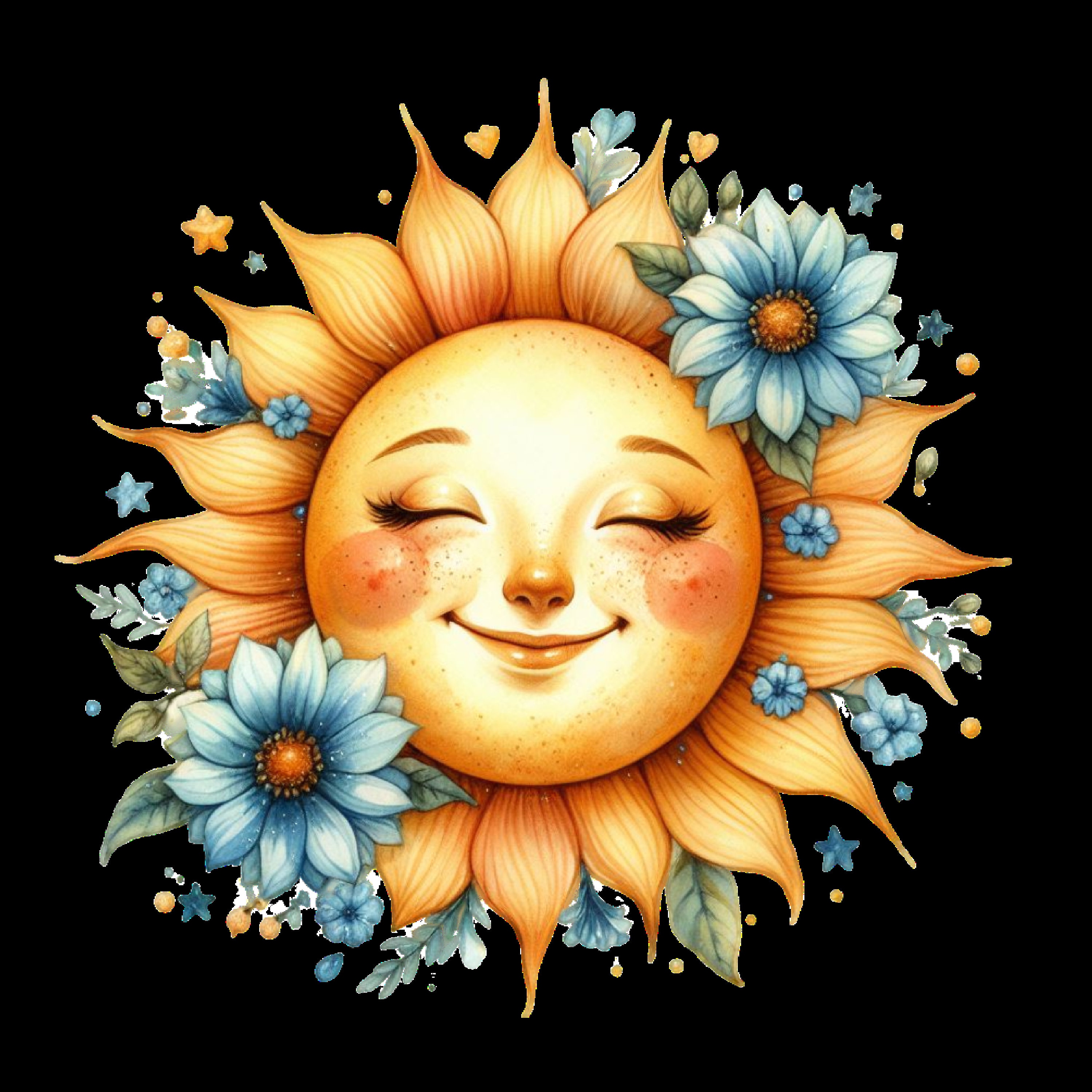 Watercolour Sun Smile Sublimation Clipart, Sun Smile Sublimation ...