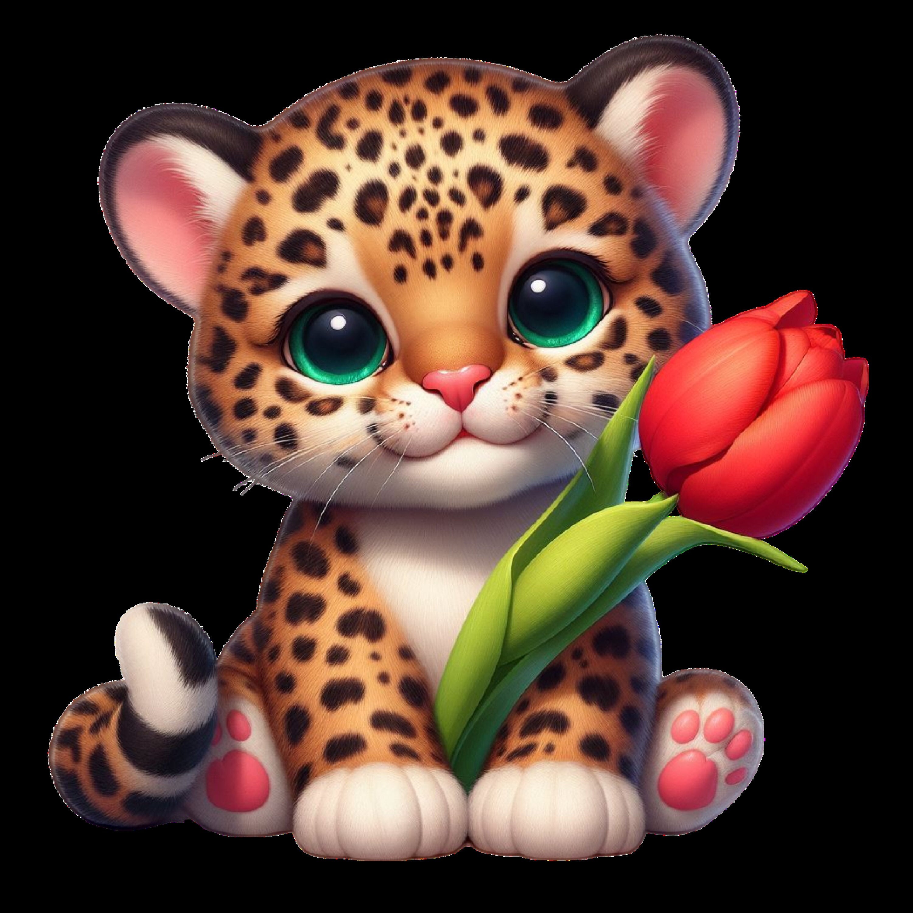 Spring Clipart, (21 )png,cute Animals and Tulip Flower ,bundle, Funny ...