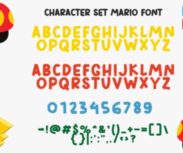 Super Mario Fonts, Mario Font, Digital Download Only. - Etsy