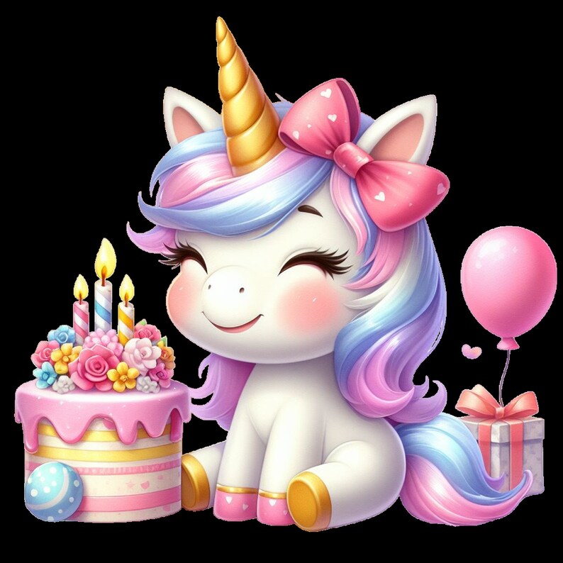 Happy Birthday Unicorn Clipart(5)png - Etsy