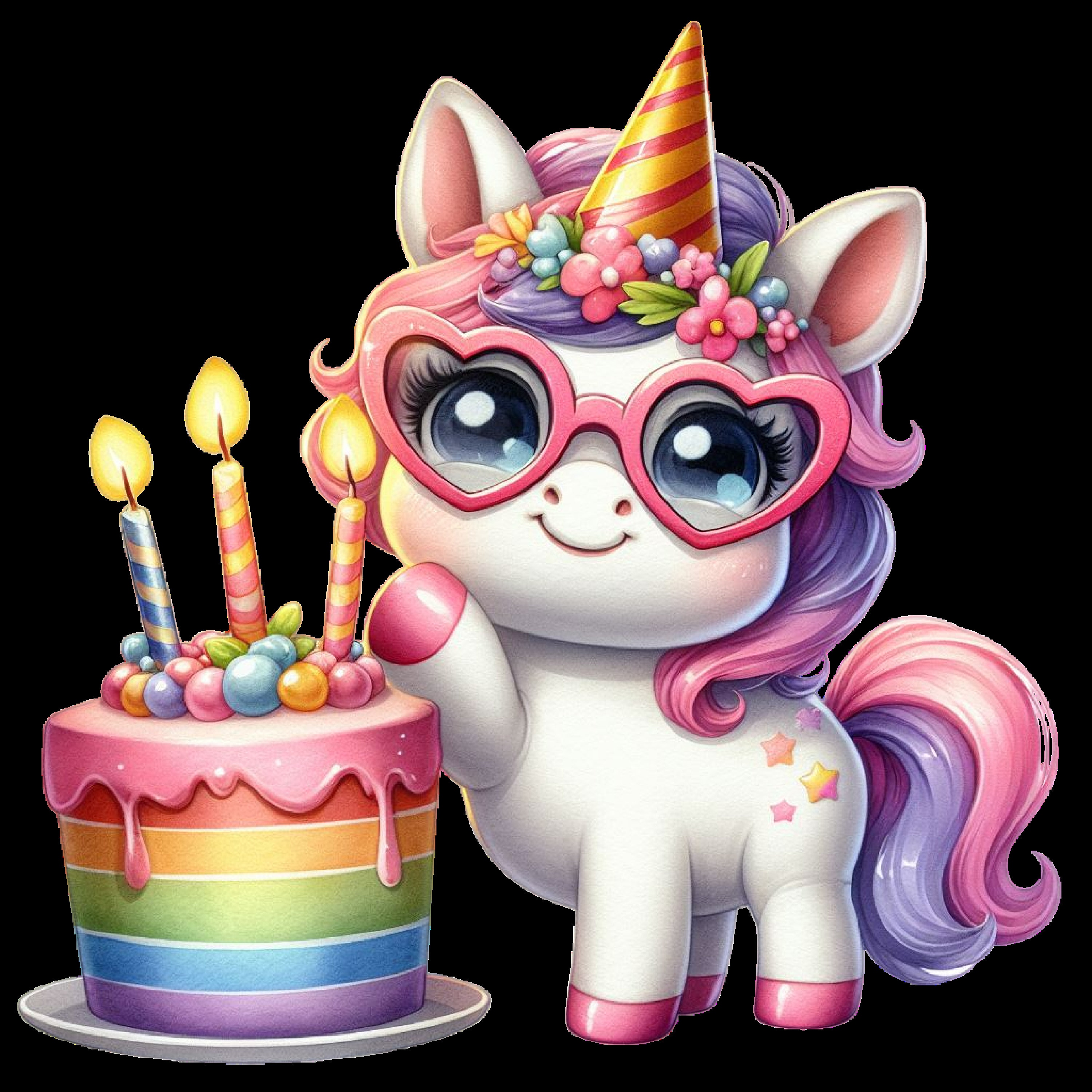 Happy Birthday Unicorn Clipart(5)png - Etsy