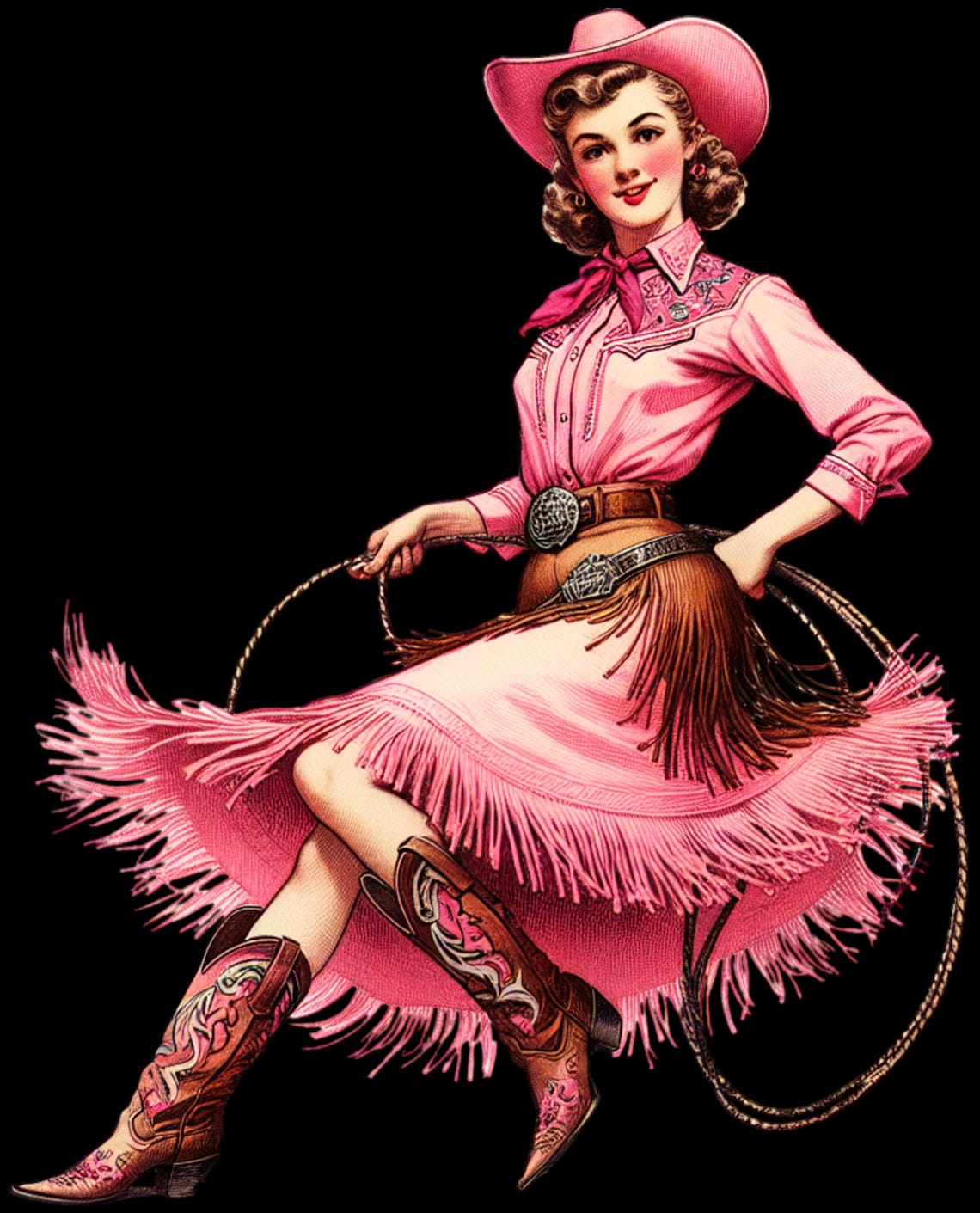 Vintage Pin up Cowgirls Pink Cowgirl ,3 Png,pin up Cow , Pink Cowgirl ...