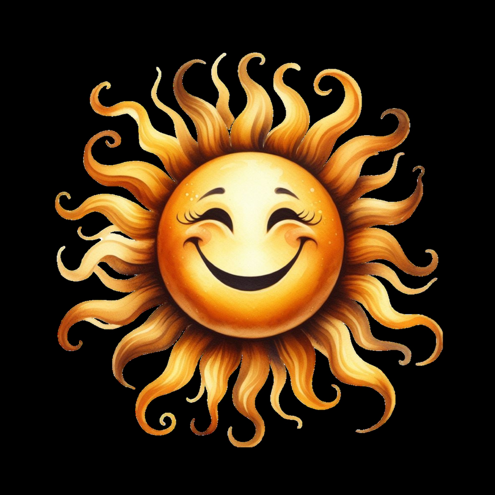 Watercolour Sun Smile Sublimation Clipart, Sun Smile Sublimation ...