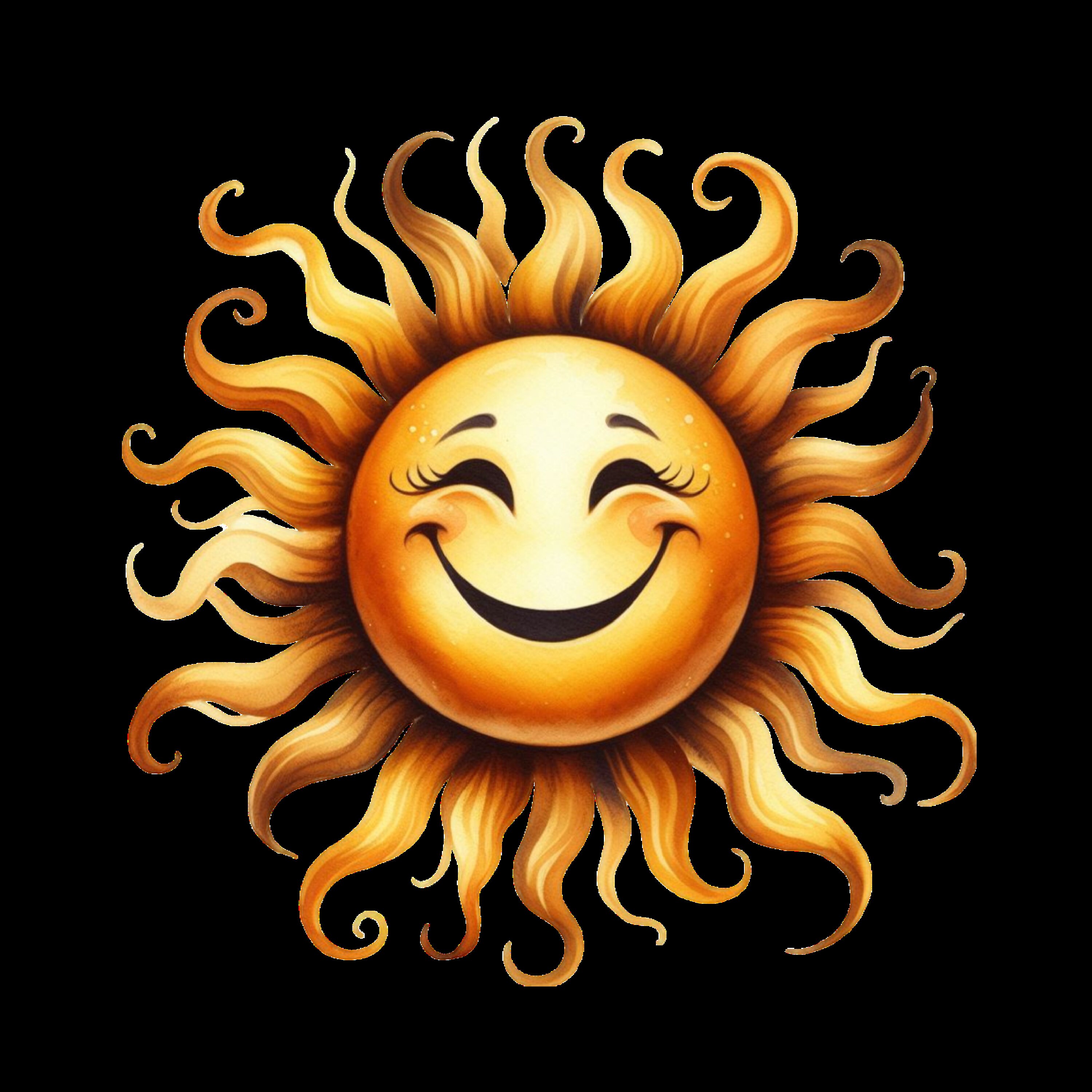 Watercolour Sun Smile Sublimation Clipart, Sun Smile Sublimation ...
