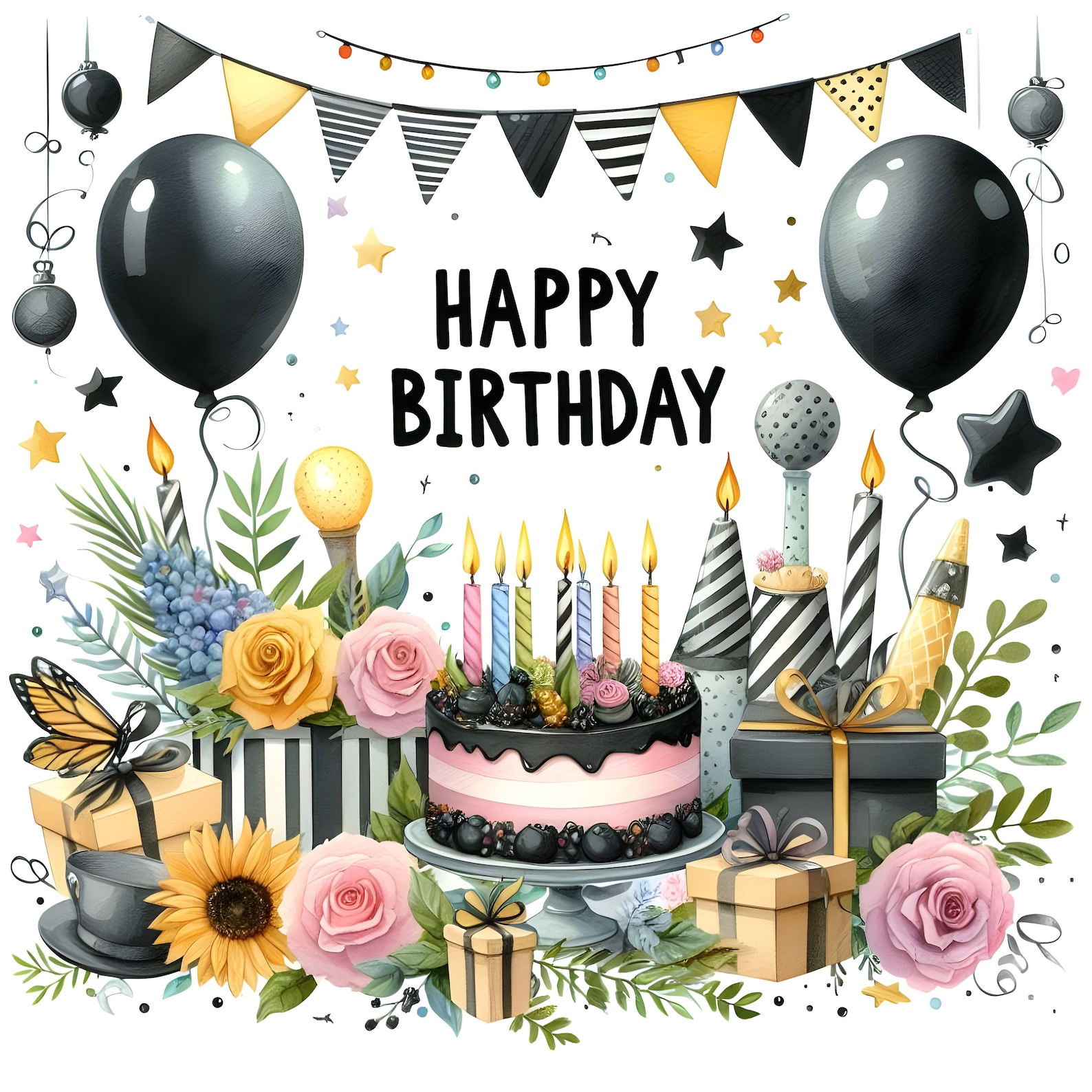 Owl Happy Birthday Card, Colorful JPEG (digital Download) - Etsy