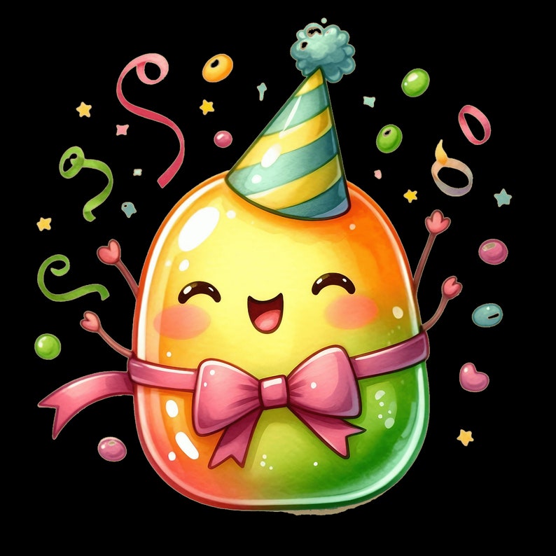 Cute Kawaii Birthday Clipart Bundle Png, Happy Birthday Clipart , 62 ...