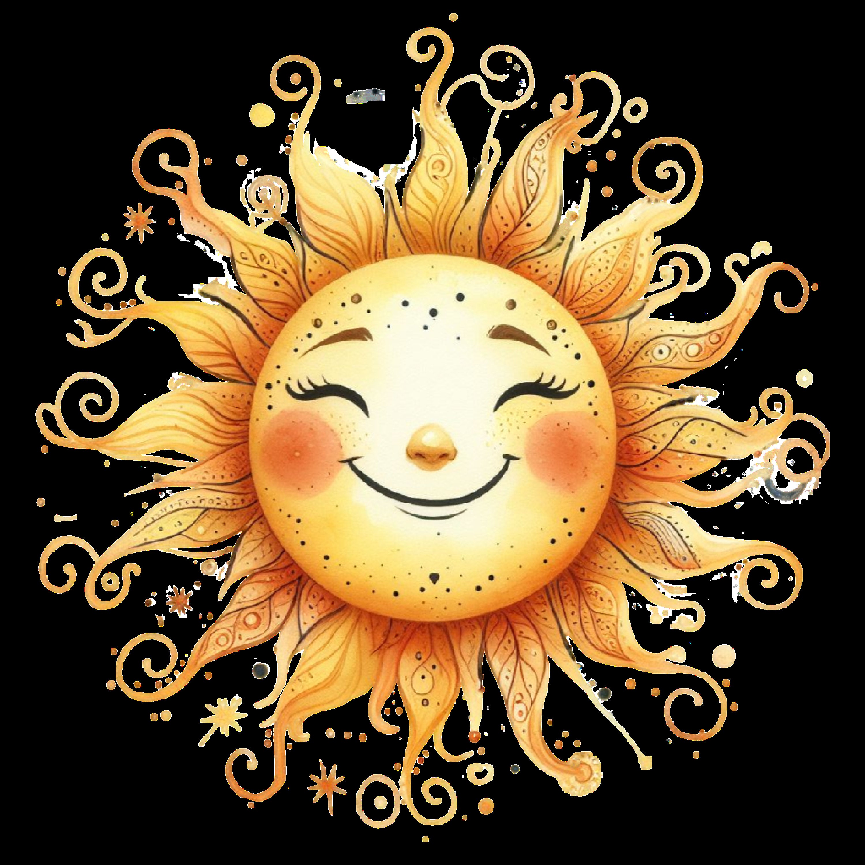 Watercolour Sun Smile Sublimation Clipart, Sun Smile Sublimation ...