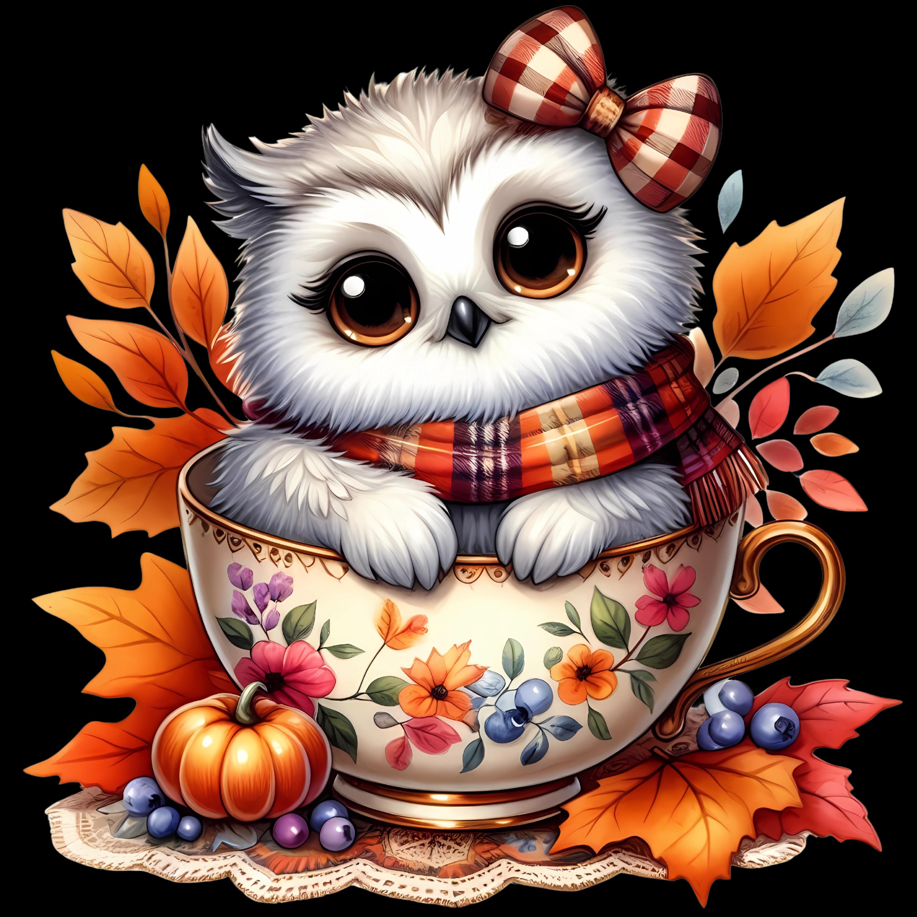 Cute Autumn ,owl Clipart, Cute Autumn Owls Clipart,(5png) Autumn Owls ...