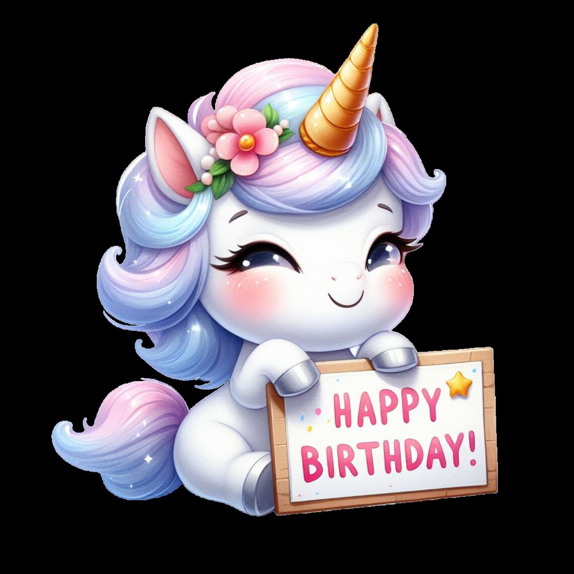 Happy Birthday Unicorn Clipart(5)png - Etsy