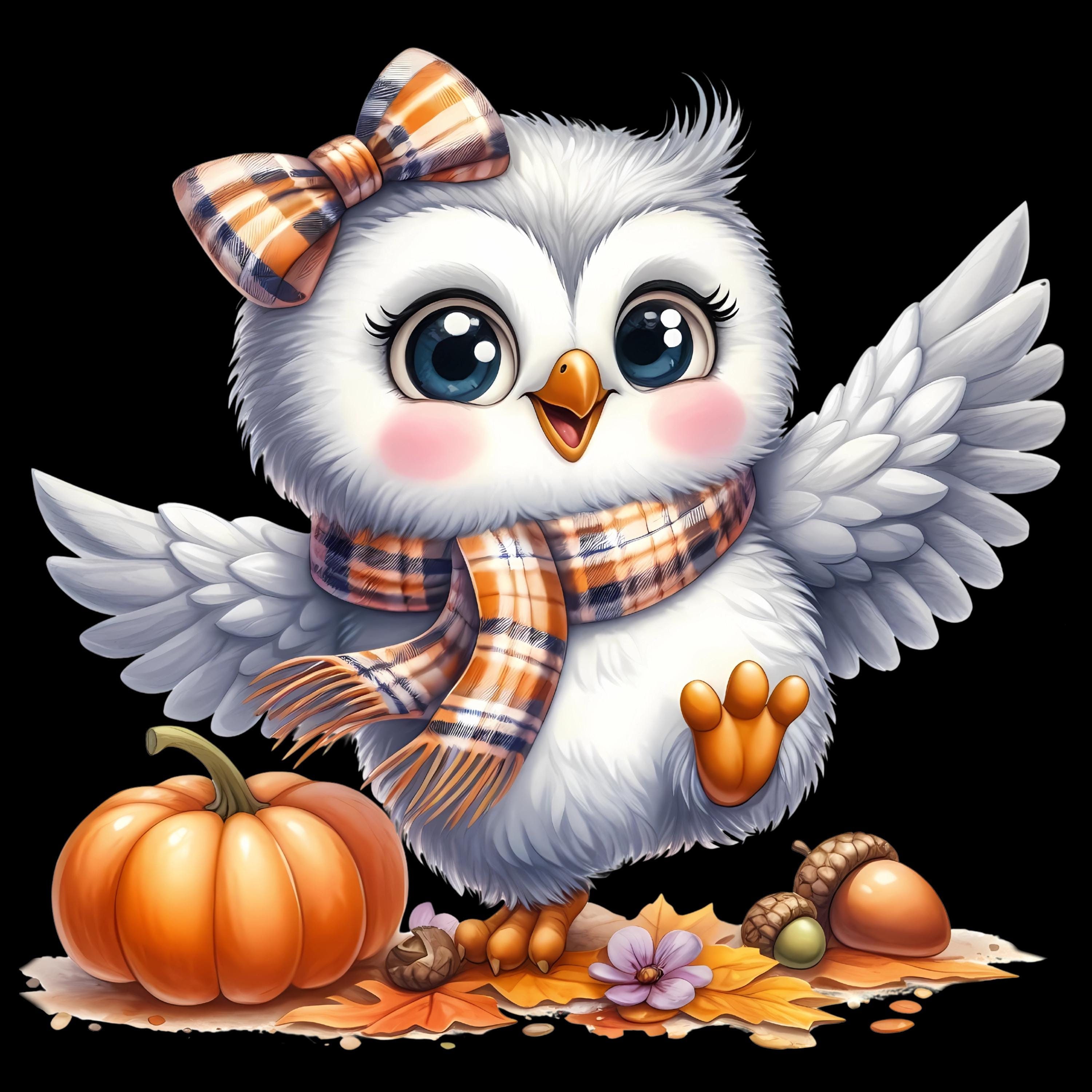Cute Autumn ,owl Clipart, Cute Autumn Owls Clipart,(5png) Autumn Owls ...