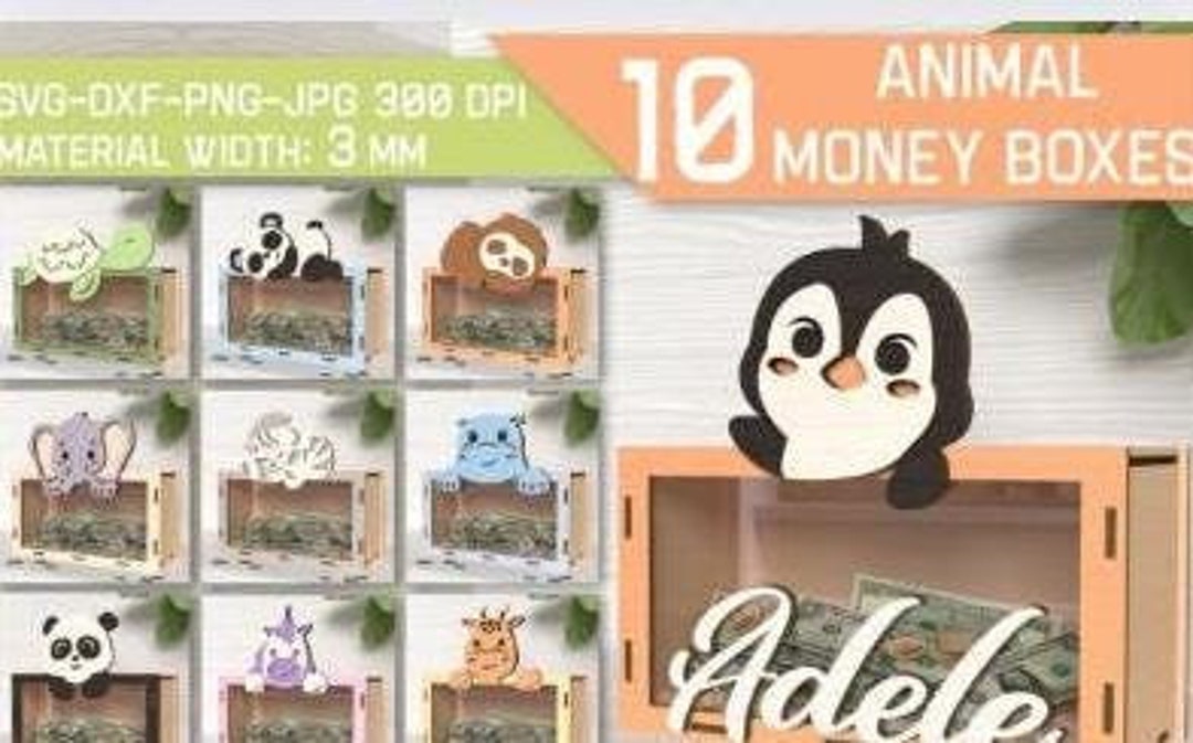 Animal Money Box Laser Cut Bundle, Money Box,gift for Her, Gift for Him ...