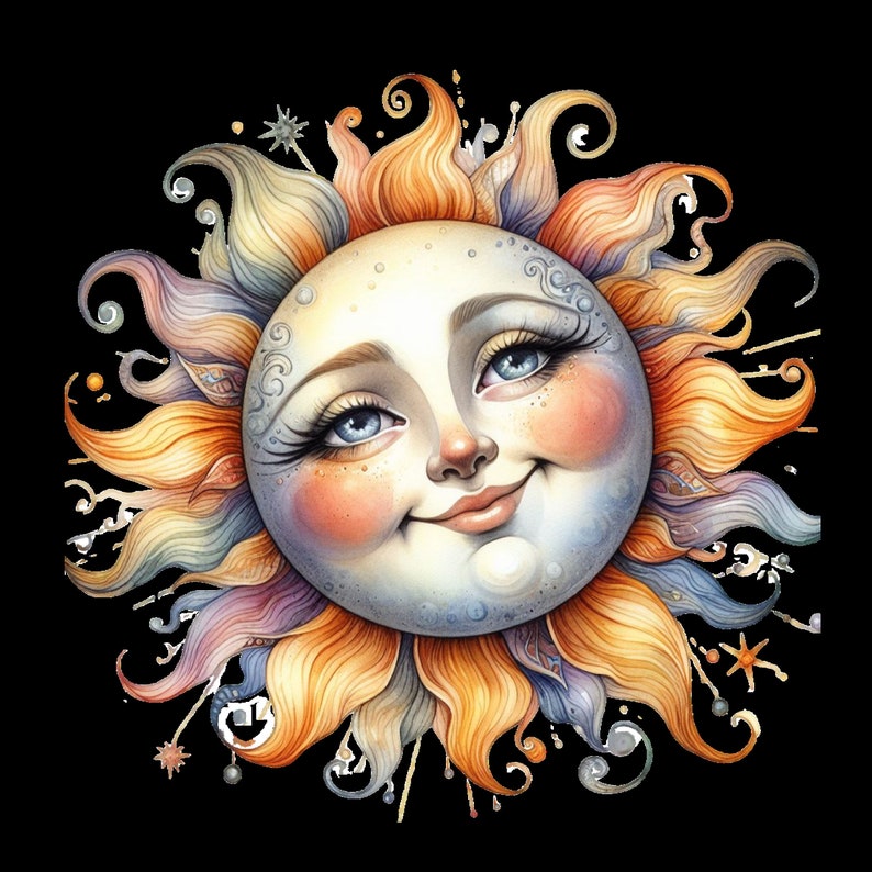 Watercolour Sun Smile Sublimation Clipart, Sun Smile Sublimation ...