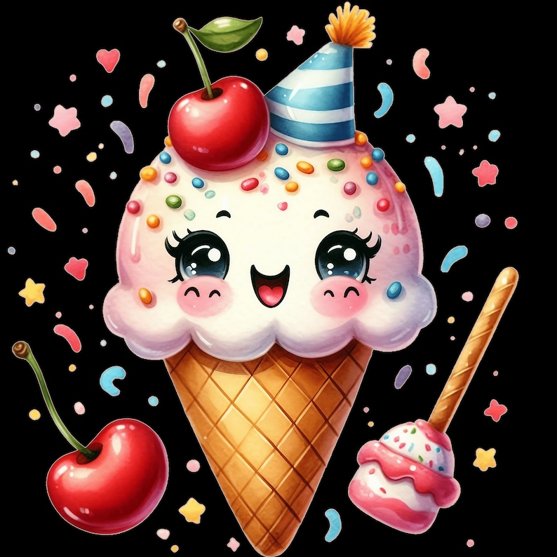 Cute Kawaii Birthday Clipart Bundle Png, Happy Birthday Clipart , 62 ...