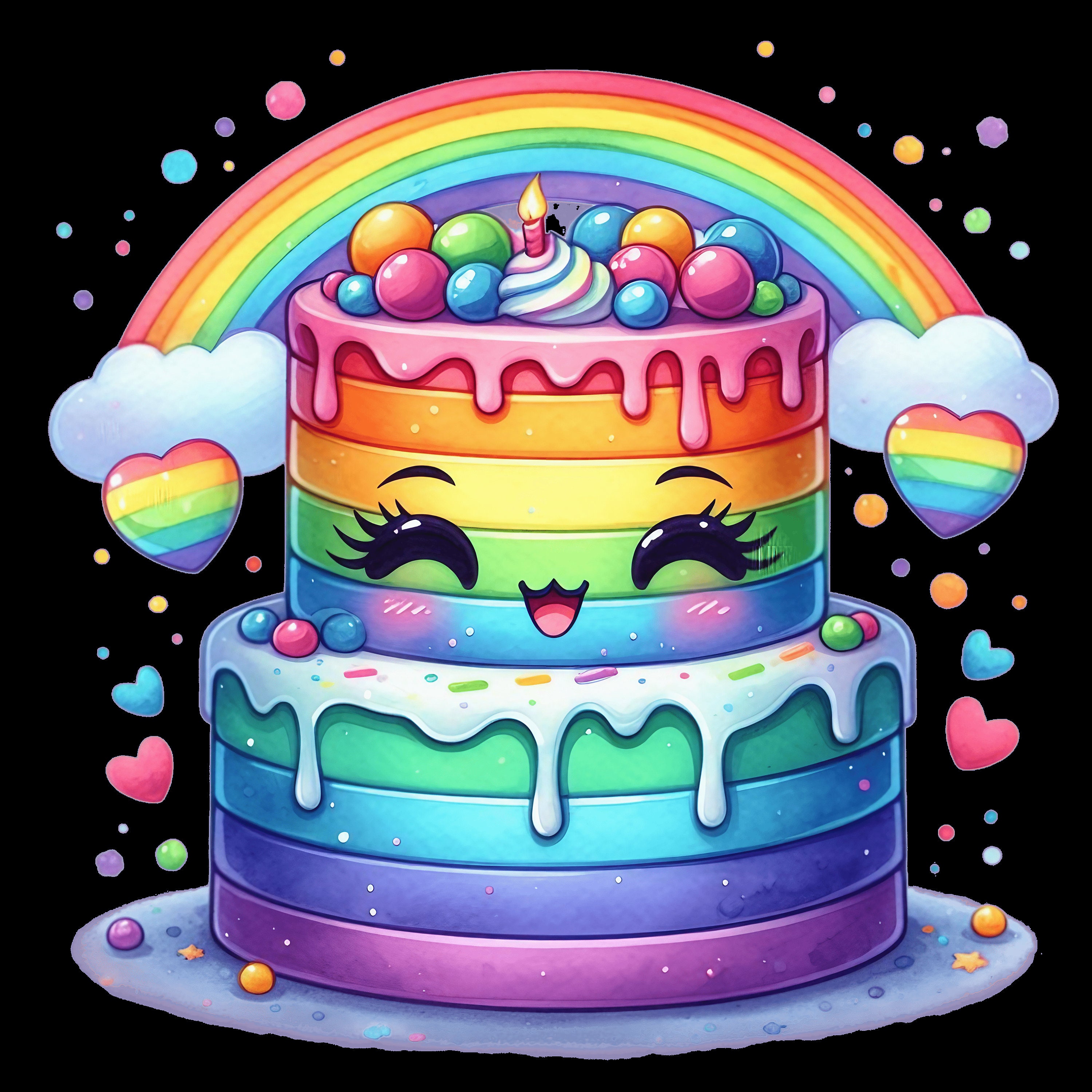 Cute Kawaii Birthday Clipart Bundle Png, Happy Birthday Clipart , 62 ...
