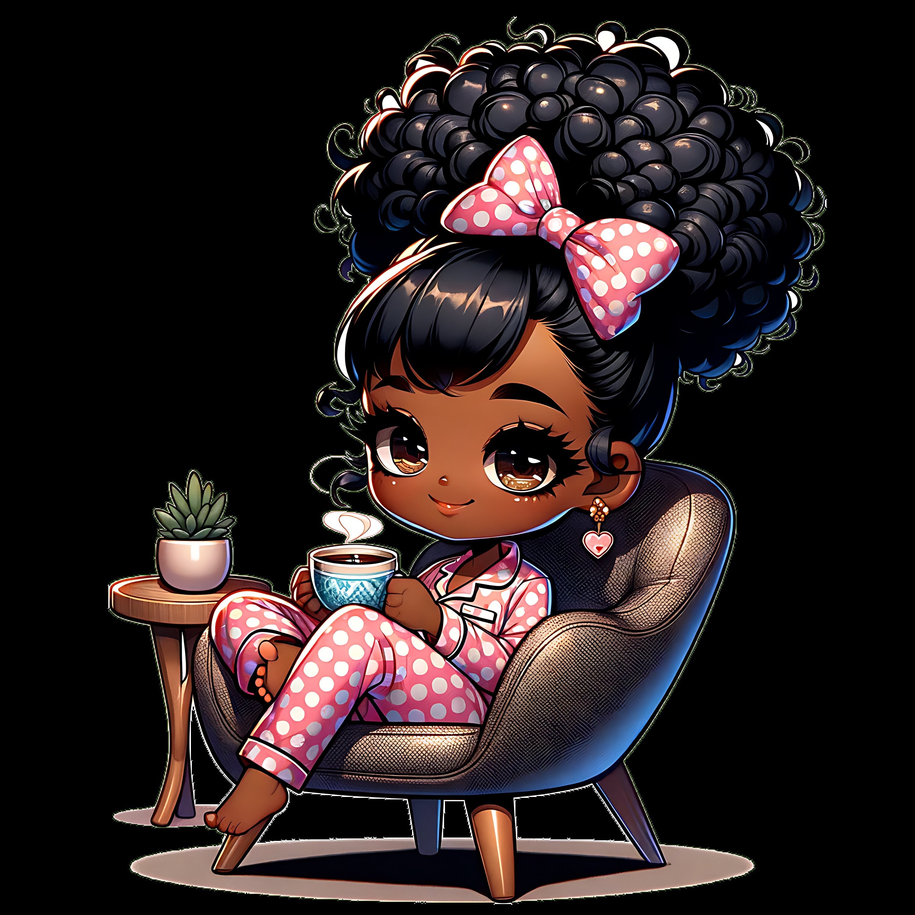 Black Girl With Coffee Black Girl With Coffee Png File Girl With