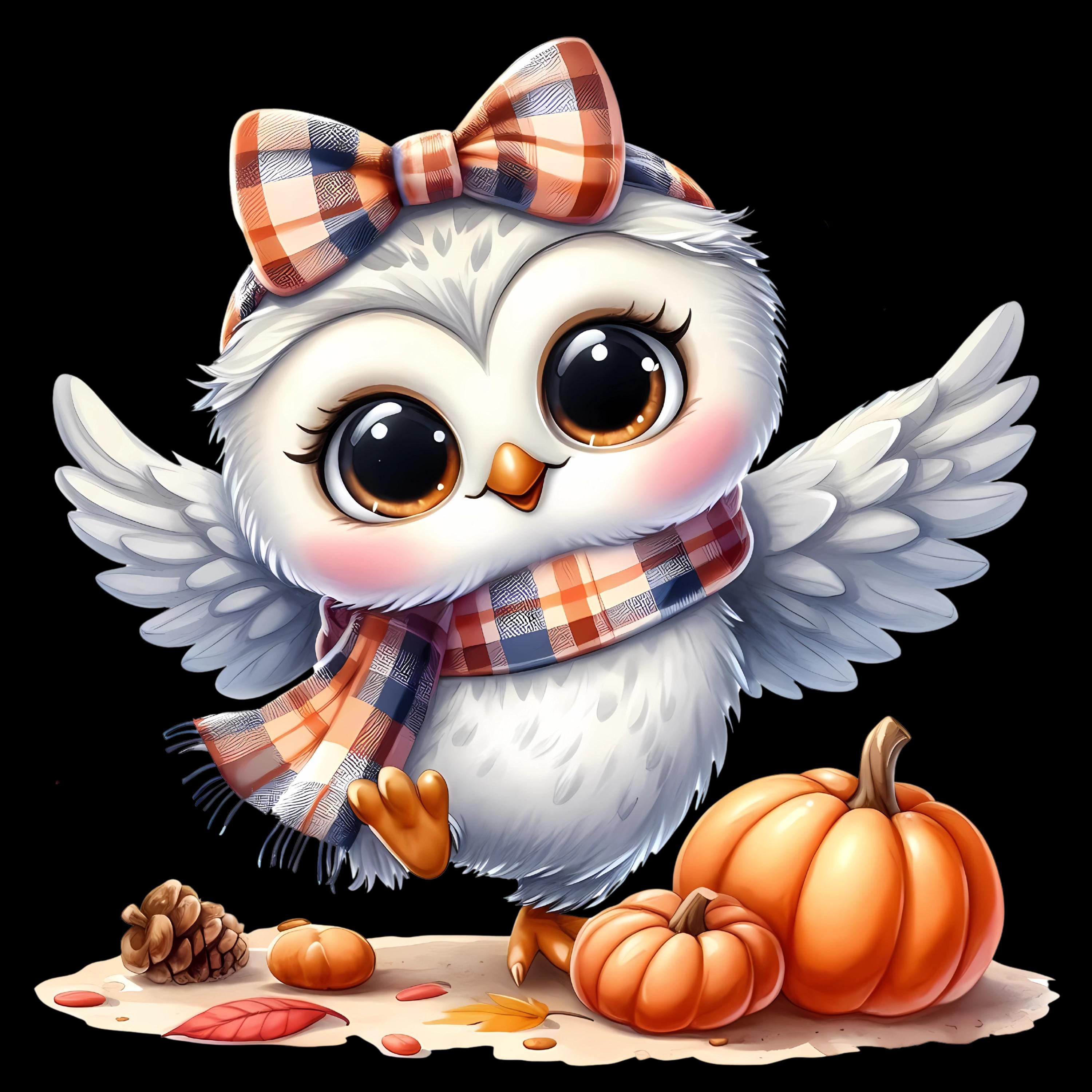 Cute Autumn ,owl Clipart, Cute Autumn Owls Clipart,(5png) Autumn Owls ...