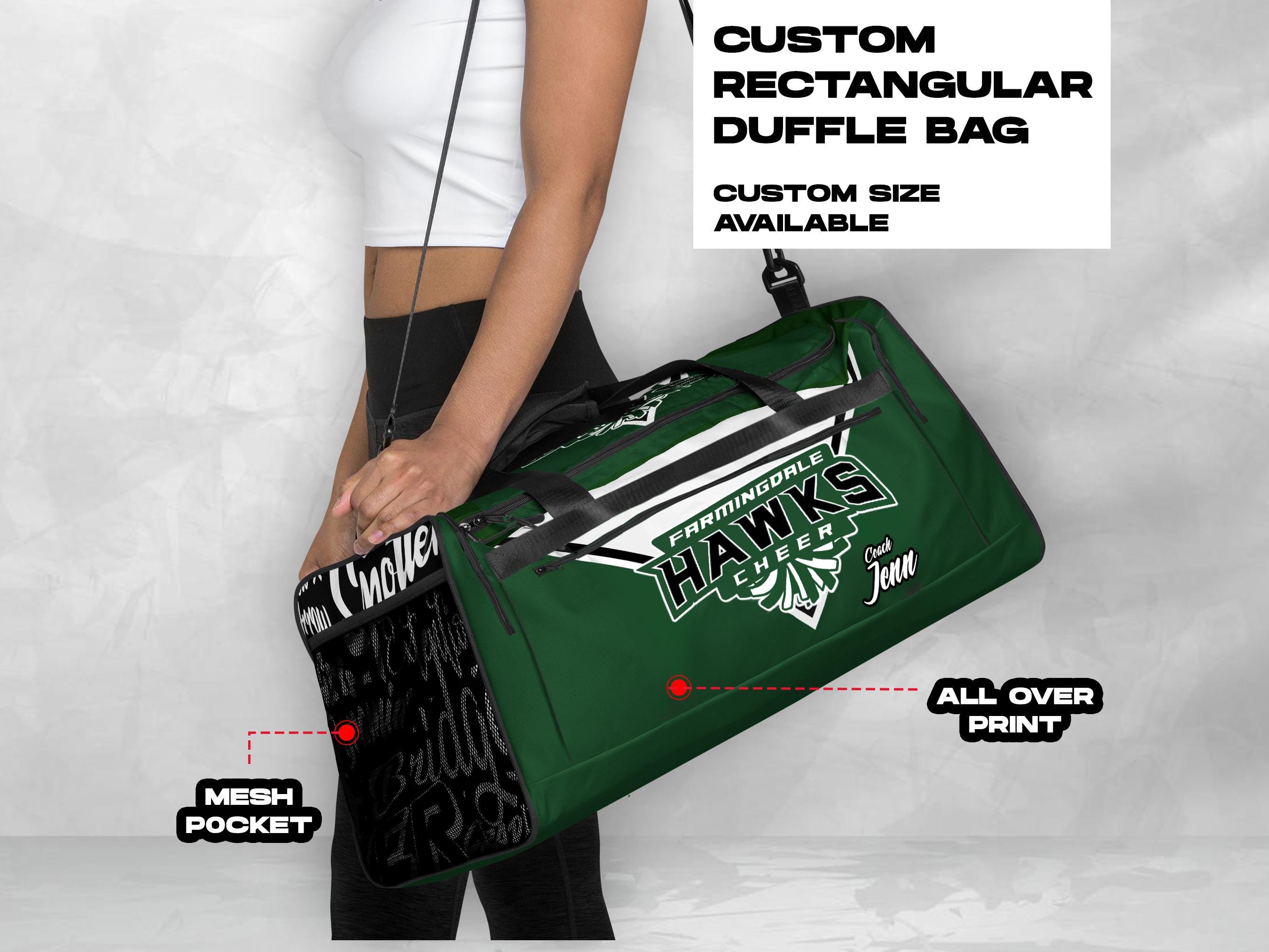 Custom Rectangular Duffle Gym Bag Team Personalized Premium Name Number ...