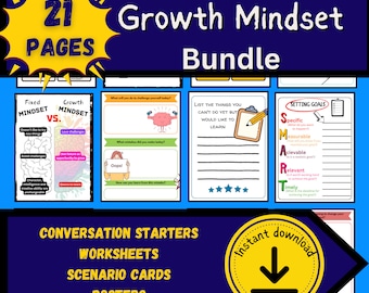 Growth Mindset Therapy Worksheets for Kids and Teenagers; Coping Skills ...