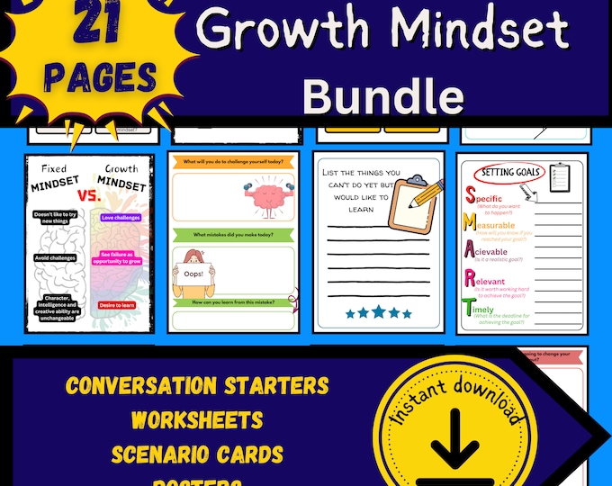 Growth Mindset Therapy Worksheets for Kids and Teenagers; Coping Skills ...