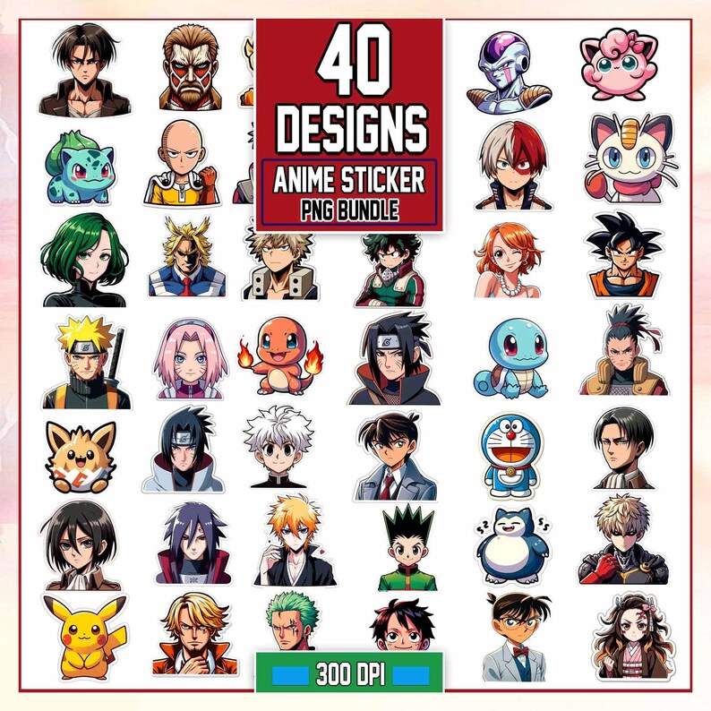 40 Anime Sticker Bundle Png, Anime Sticker Bundle, Best Sticker Design ...