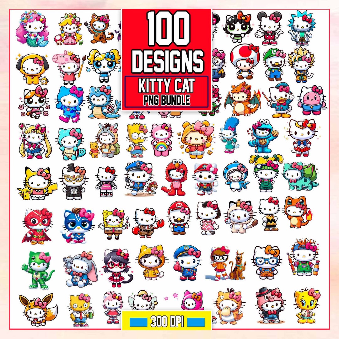 100 Kitty Cat Bundle Png, Hello Cat Svg Bundle, Kitty Svg, Cartoon Svg ...