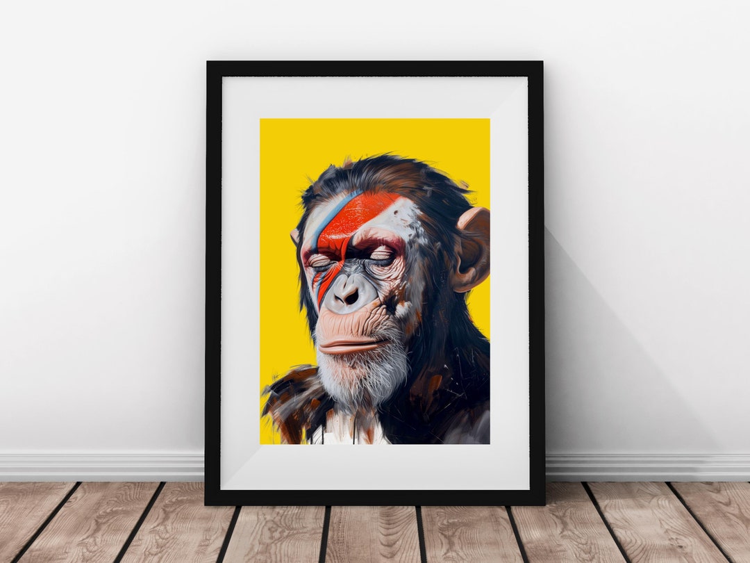 Yellow Monkey Pop Art Digital Poster Print, Colorful Modern Wall Art ...