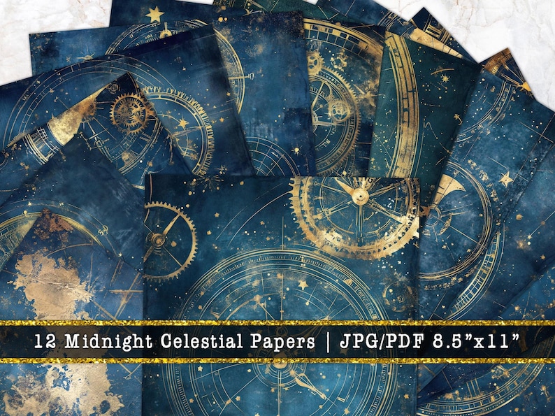Midnight Celestial Digital Paper Pack, Vintage Star Map (digital ...