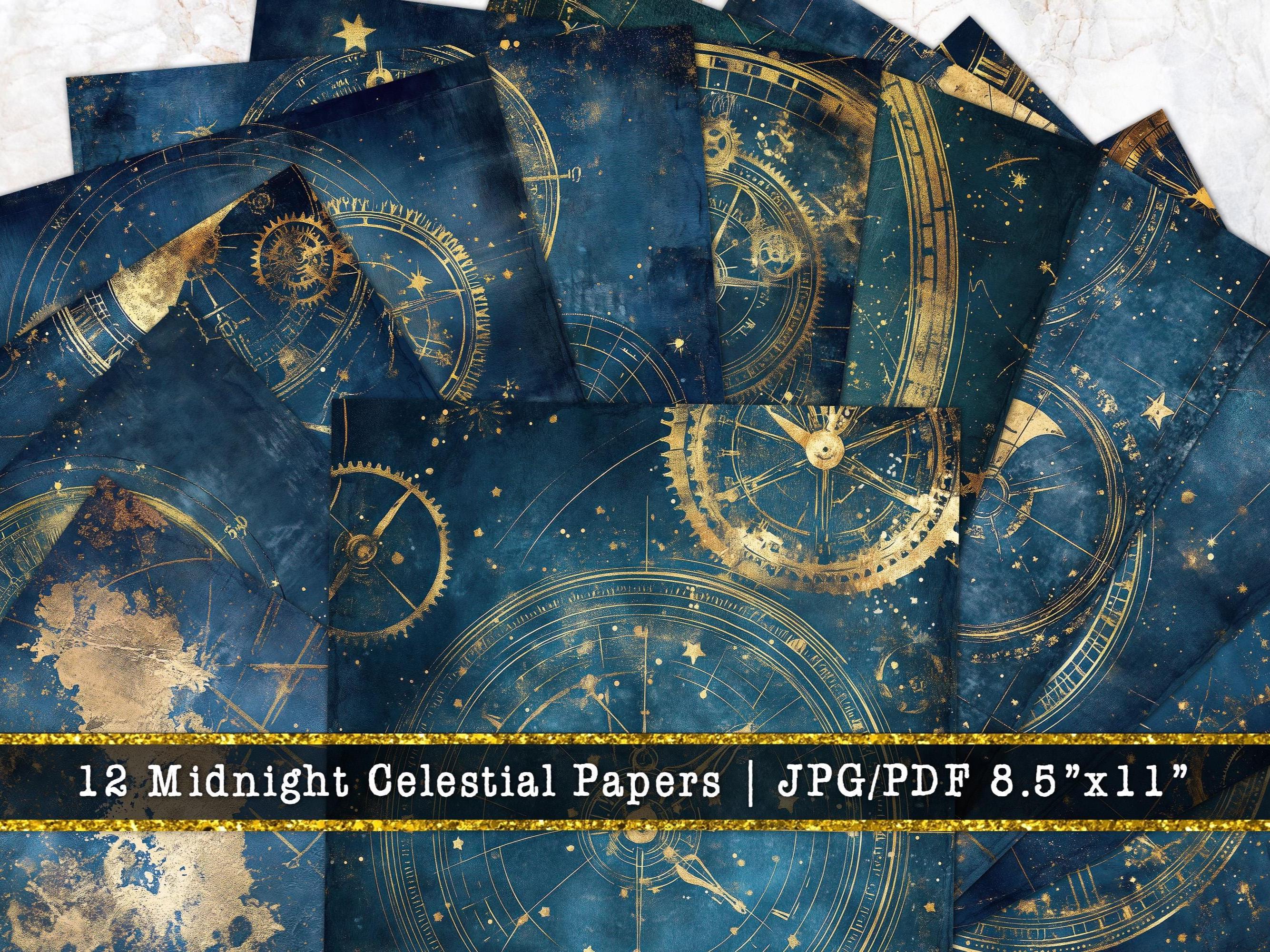 Midnight Celestial Digital Paper Pack, Vintage Star Map (digital ...