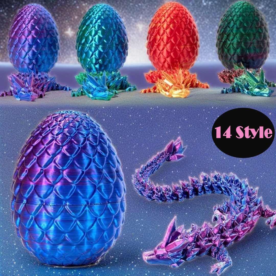 3D Printed Magic Crystal Gem Dragon, Articulated Fidget Toy, Mystery ...