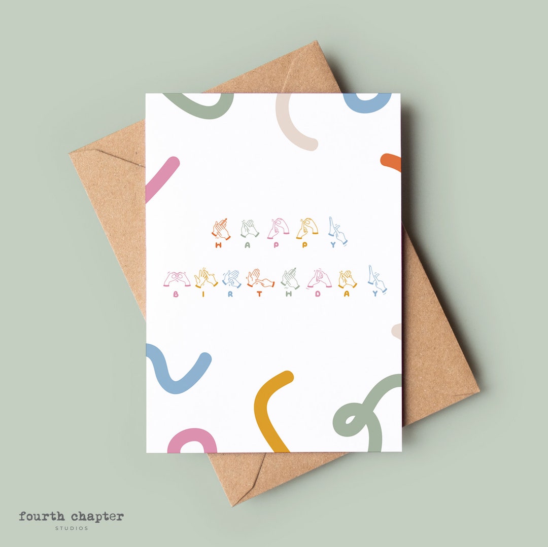 BSL Card, BSL Happy Birthday Card, British Sign Language Card, BSL Card ...