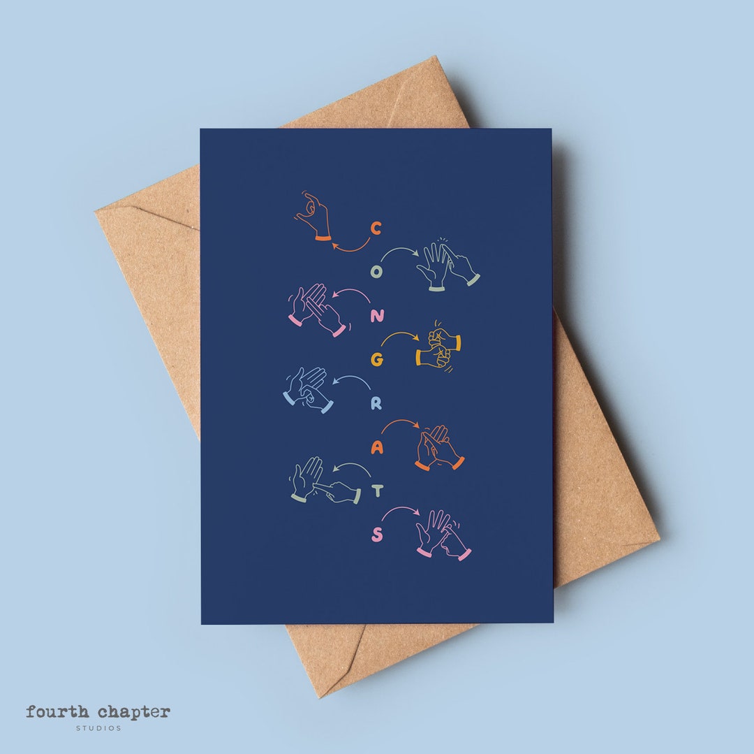 Congratulations British Sign Language BSL Greeting Card A6 Size ...