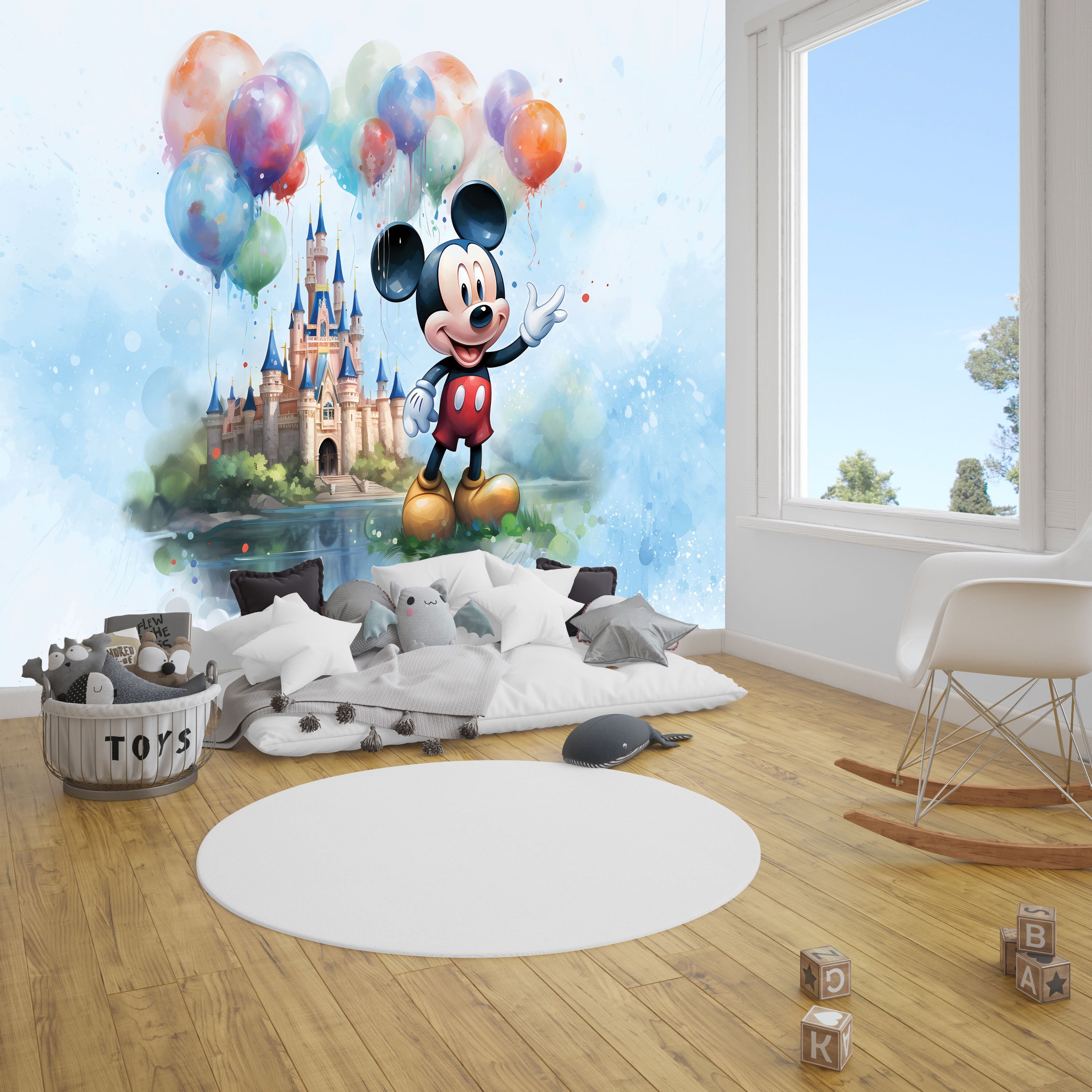 Mickey Mouse Wallpaper - Nursery - Removable Wallpaper - Wall Art ...