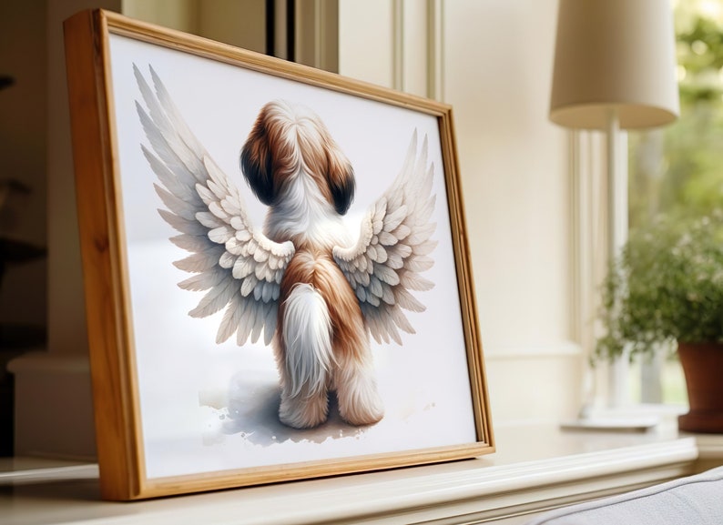 Shih Tzu Angel Wings Watercolor Art Print: Dog Memorial (digital ...