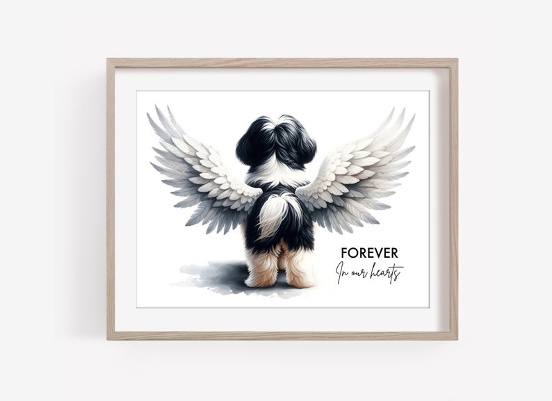 Shih Tzu Angel Wings Watercolor Memorial Art Print (digital Download ...