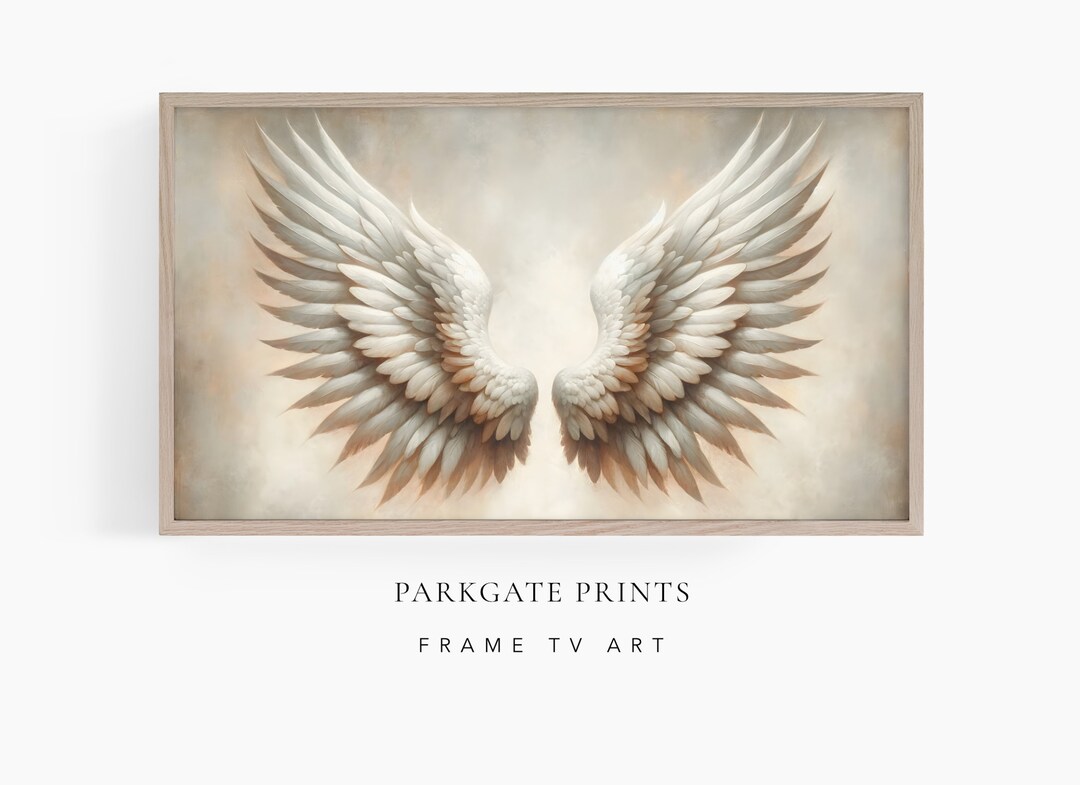 Angel Wings Frame TV Art, Angel Wings Vintage Style Painting, Vintage ...
