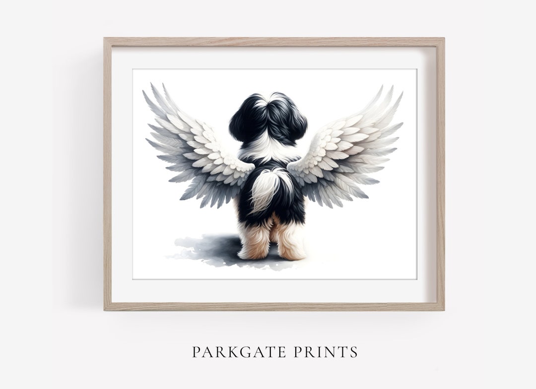 Shih Tzu Angel Wings Watercolor Memorial Art Print (digital Download ...