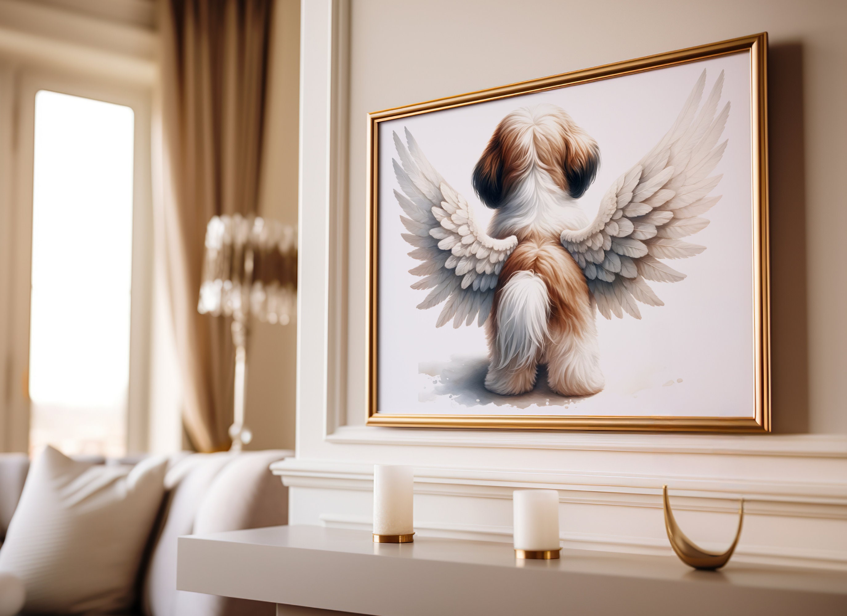 Shih Tzu Angel Wings Watercolor Art Print: Dog Memorial (digital ...