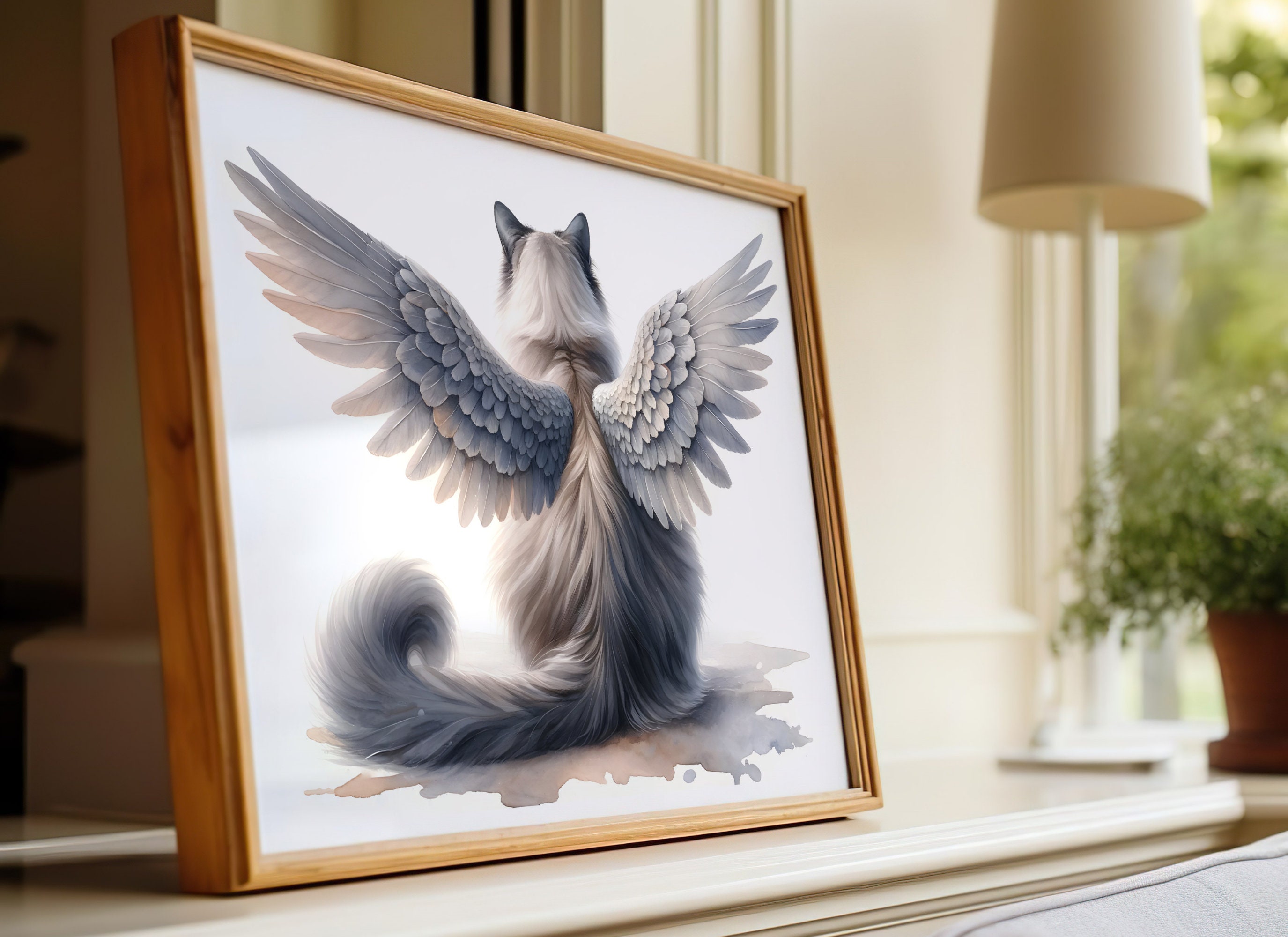 Ragdoll Cat Angel Wings Art Print, Cat With Angel Wings, Ragdoll Cat ...