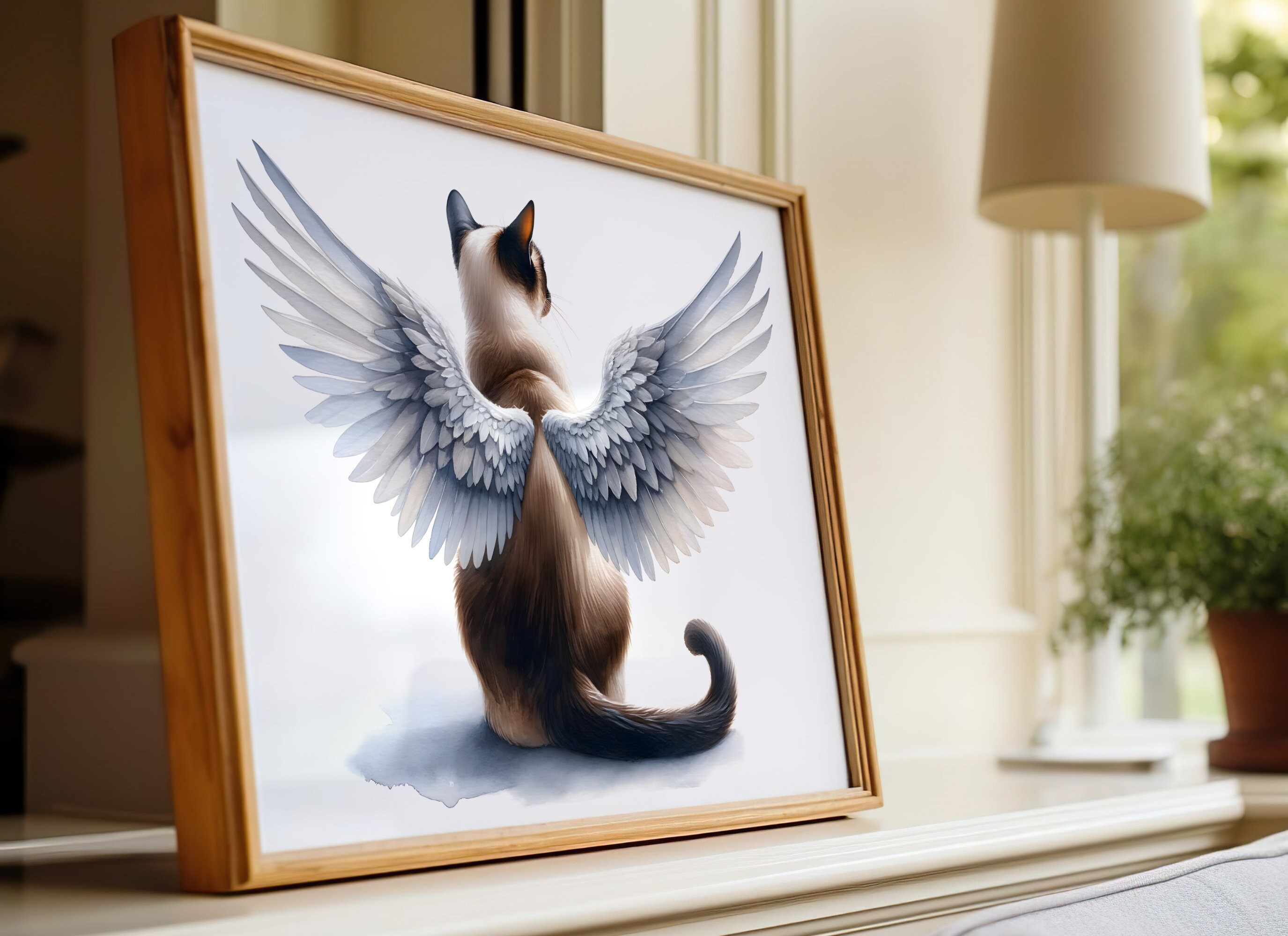 Siamese Cat Angel Wings Art Print, Cat With Angel Wings, Siamese Cat ...