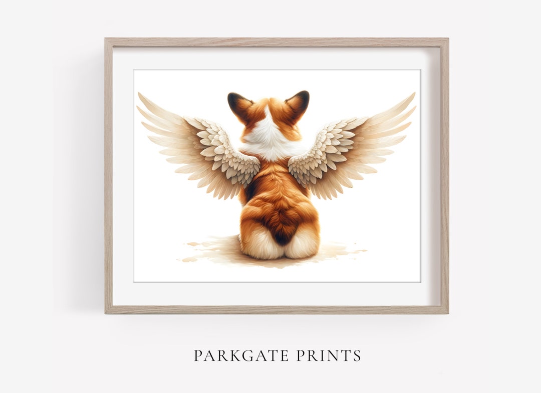 Watercolor Corgi Angel Wings Print: Dog Memorial Art (digital Download ...