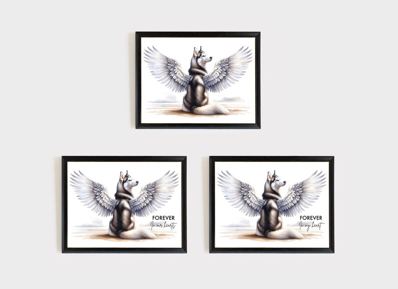 Husky Angel Wings Art Print, Dog With Angel Wings, Siberian Husky ...