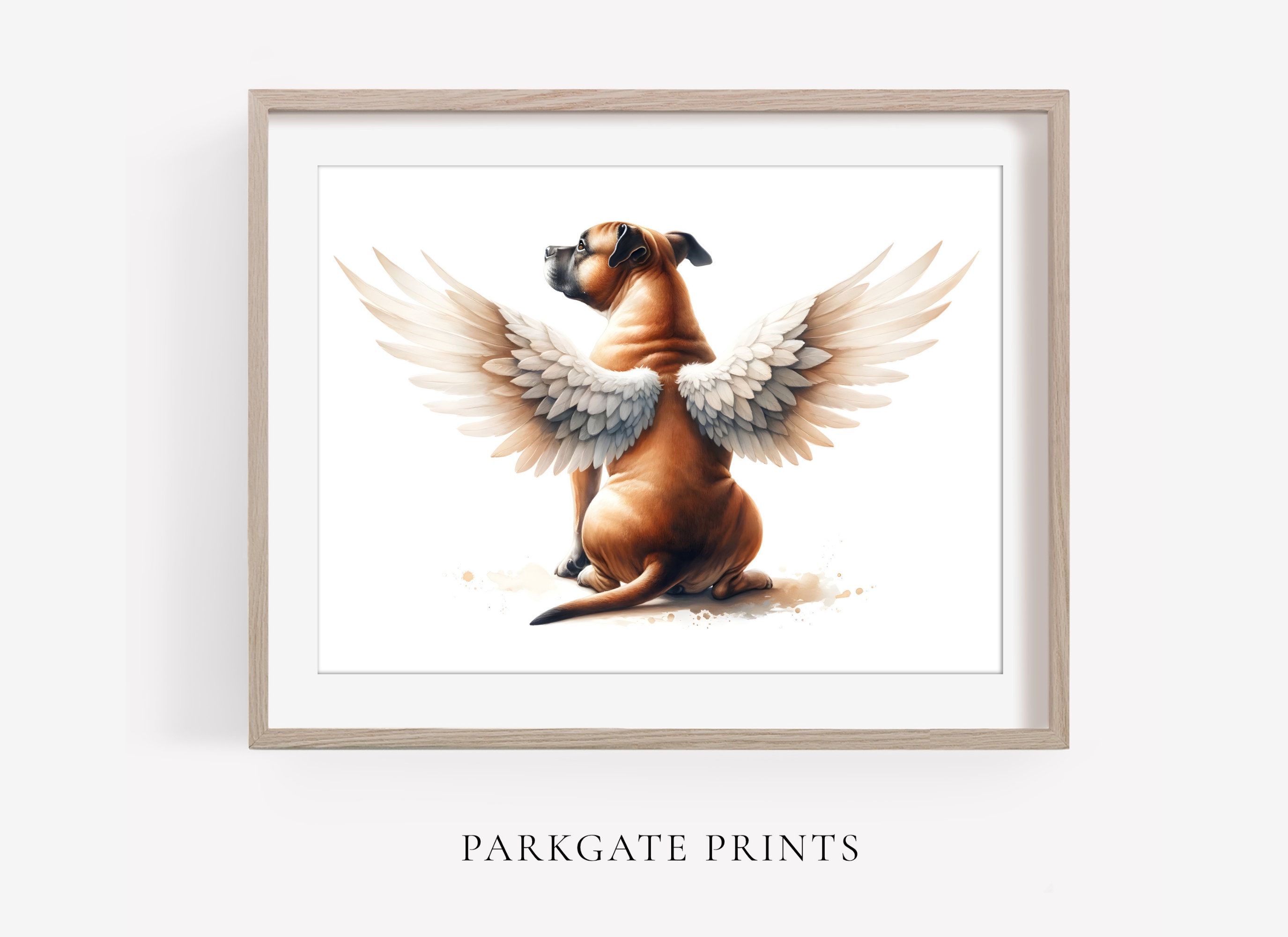 Staffordshire Bull Terrier Angel Wings Print: Dog Memorial Art (digital ...