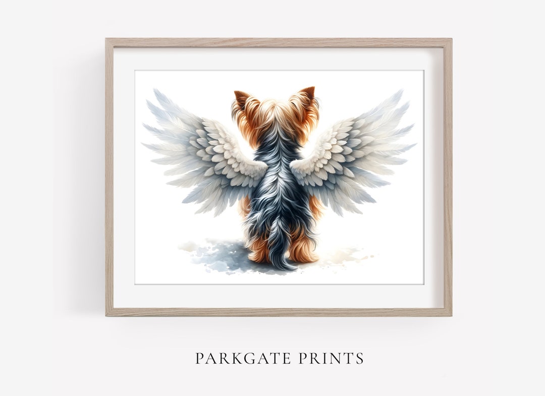Yorkshire Terrier Angel Wings Print, Dog With Angel Wings, Yorkie ...