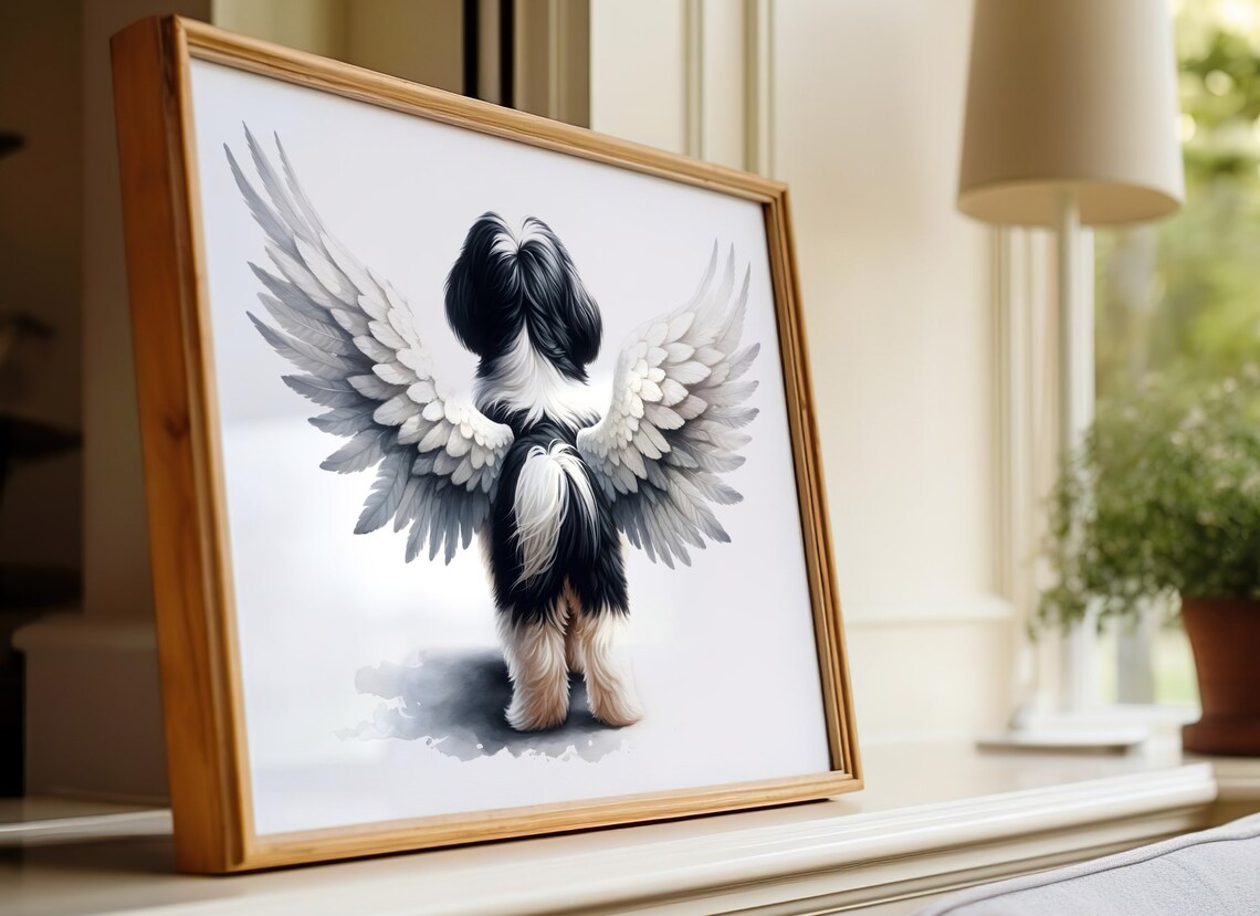 Shih Tzu Angel Wings Watercolor Memorial Art Print (digital Download ...
